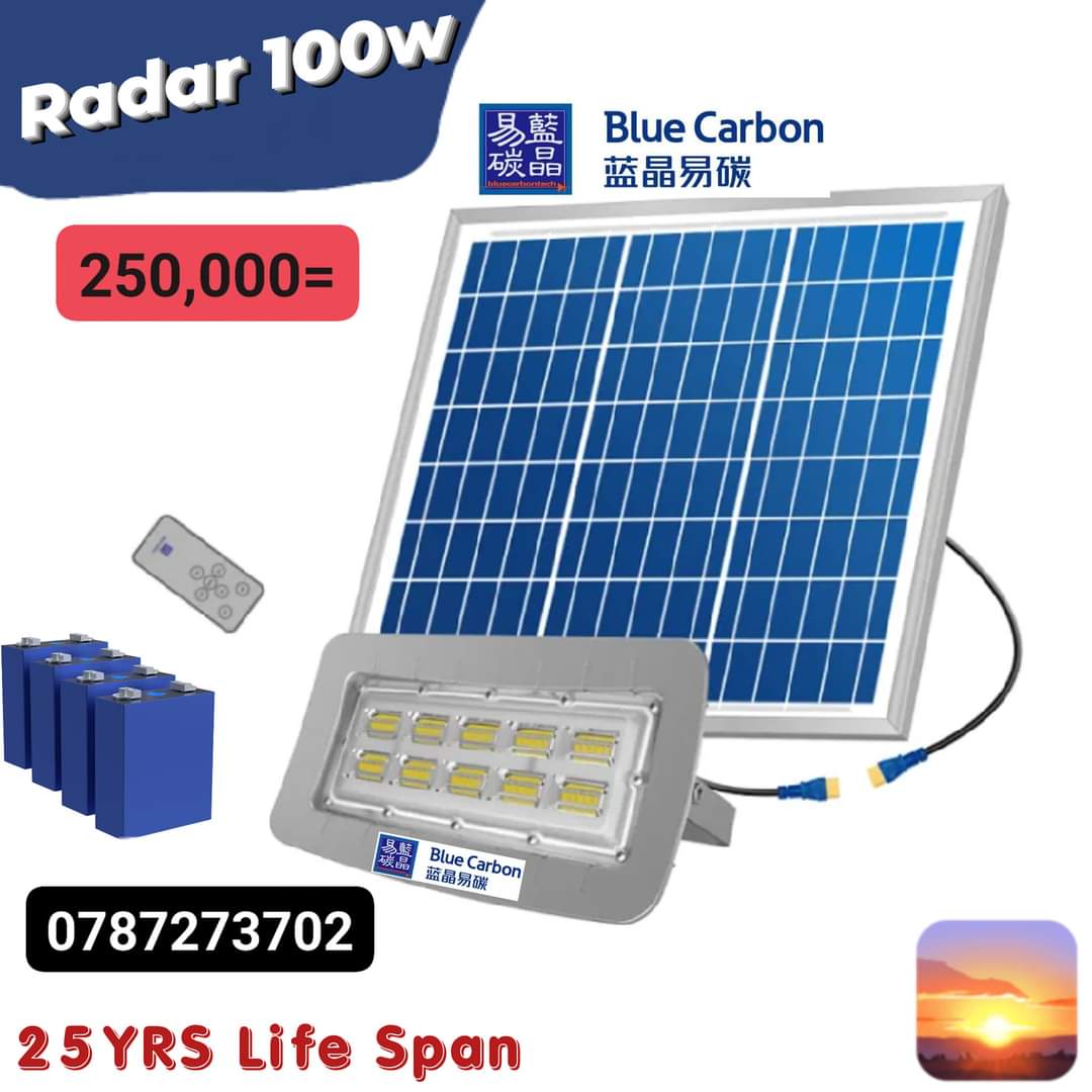 Radar 100w Blue Carbon Solar flood light